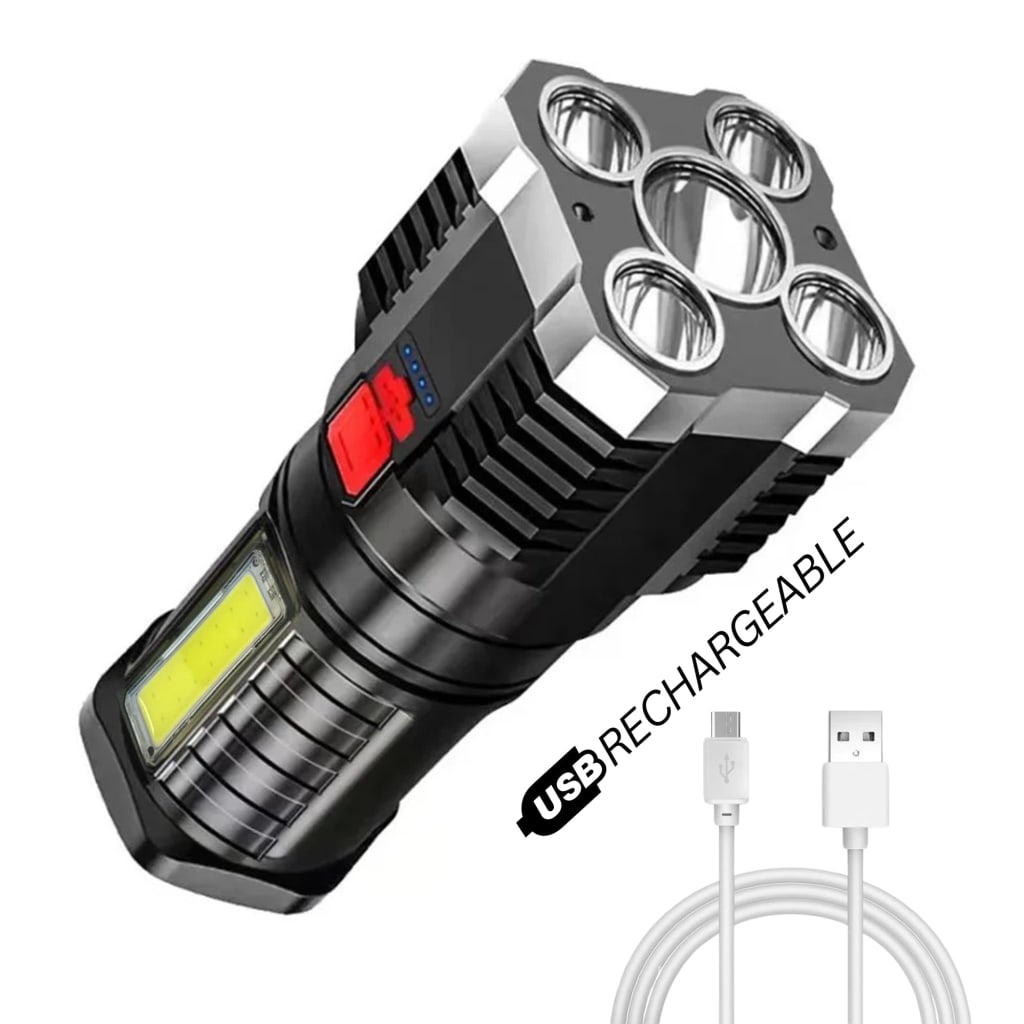 TetraBeam Rechargeable Tactical Flashlight for $10