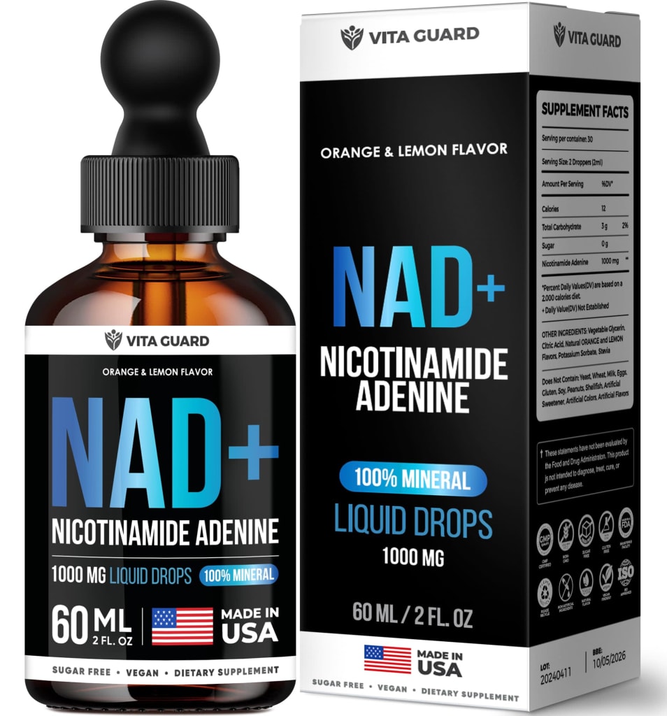 Vita Guard NAD+ 1,000mg Liquid Drops Supplement for $11