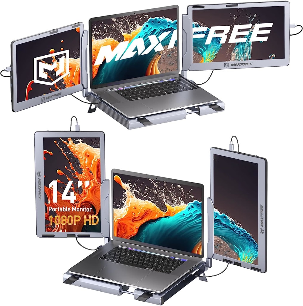 Maxfree 1080p 14" Portable Laptop Monitors w/ Stand for $350 - F2