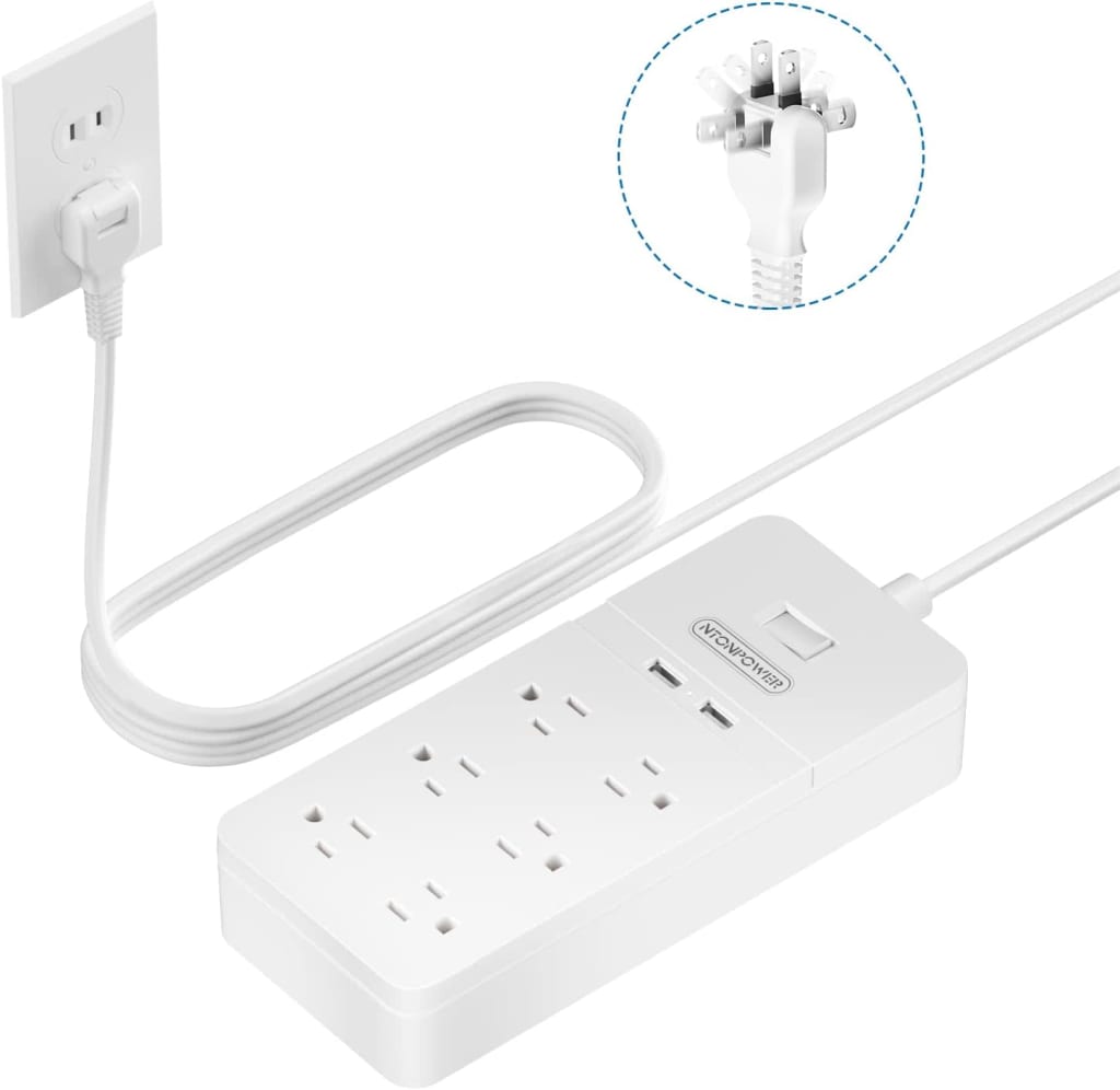 2-Prong Power Strip w/ 10-Foot Cord for $30 - NTONPOWER-FPC-6A2U-US-WH ...