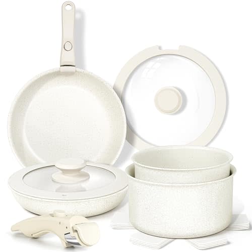 MICHELANGELO Pots and Pans Set Removable Handle, 12 Piece Nonstick ...