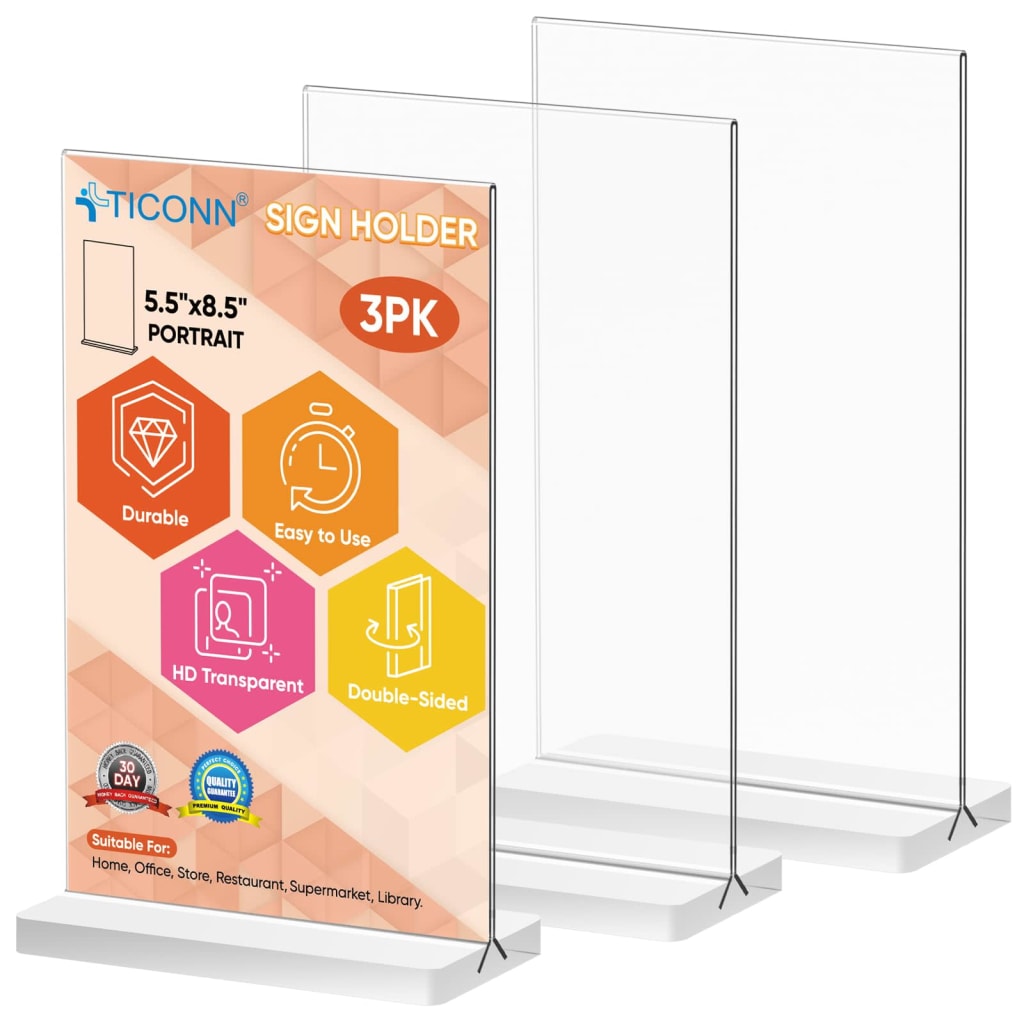 Ticonn 5.5" x 8.5" Acrylic Sign Holder 3-Pack for $9