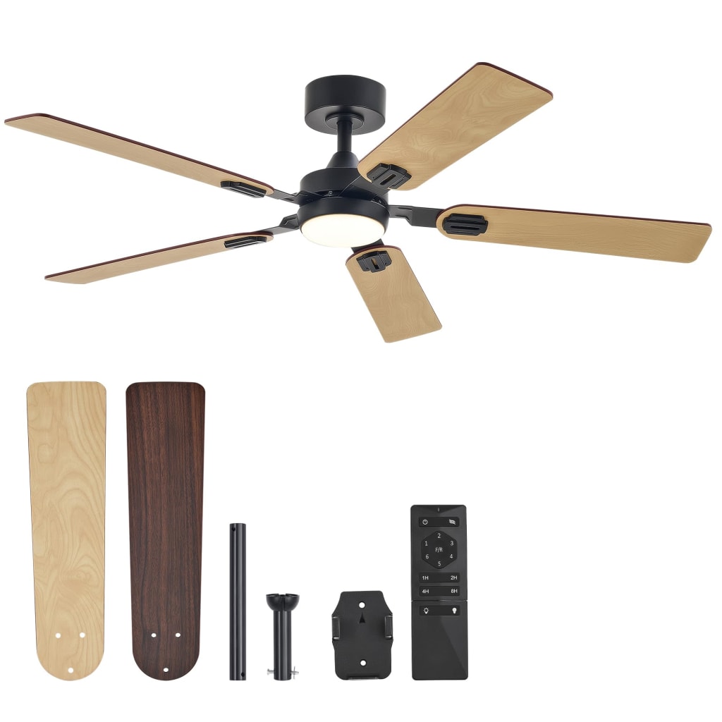 Vonluce 52" 5-Blade Modern Ceiling Fan with Light for $53 - CFN1318BH