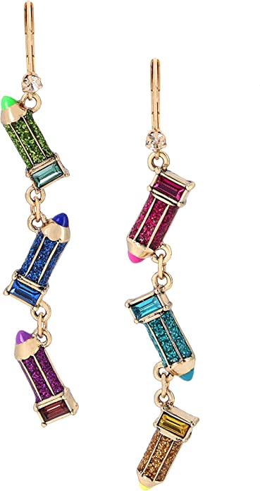 Betsey Johnson Mismatched Colored Pencil Earrings for $34 - 409589GLD966
