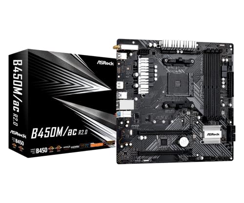 ASRock B450M/AC R2.0 AM4 AMD Promontory B450 SATA 6Gb/s Micro ATX AMD ...