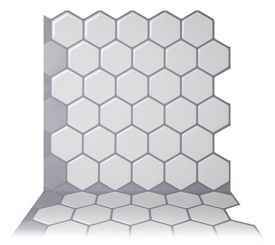 Tic Tac Tiles Hexa Mono 10" x 10" Self-Adhesive Decorative Mosaic Wall ...
