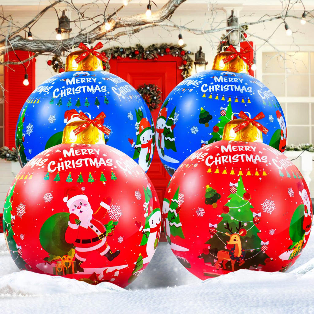 24" Inflatable Christmas Ornament 4-Pack for $20
