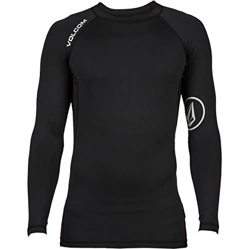 Volcom mens Solid Upf 50+ Long Sleeve Rashguard Rash Guard Shirt, Black ...