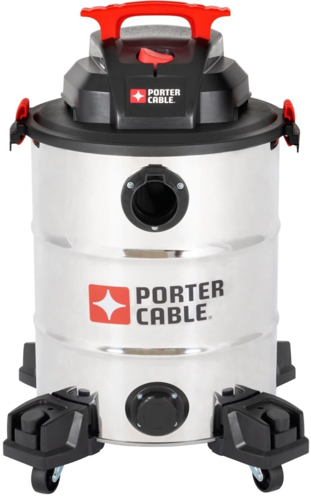 Porter-Cable 10-Gallon 6.5-HP Stainless Steel Wet/Dry Shop Vacuum for ...