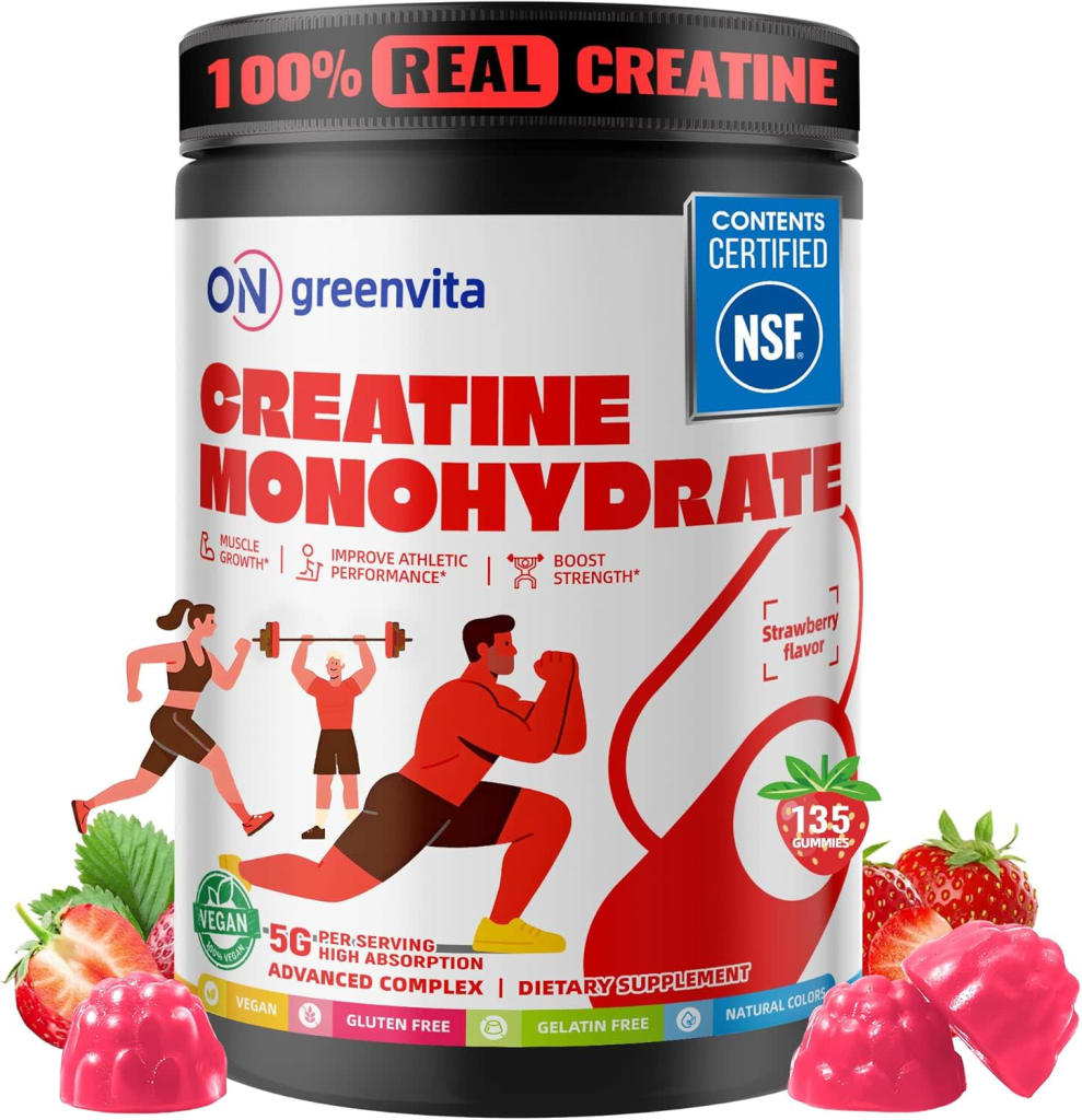 GreenVita 5,000mg Creatine Monohydrate Gummies 135-Count Bottle for $15