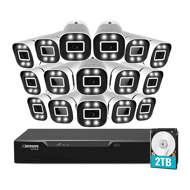 Defender 4K Vision AI 2TB DVR Security System w/ 16 Cameras for $800 ...