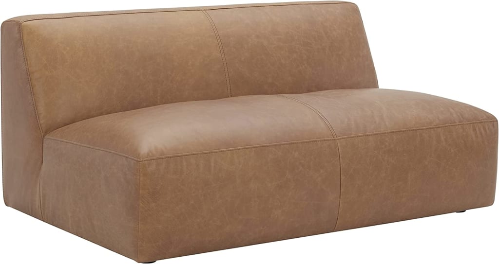 Rivet 70" Leather Armless Bench Seat Sofa for $546 - KF.1030