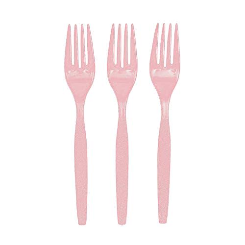 Fun Express - Light Pink Plastic Forks (50 Pc) - Party Supplies - Solid ...