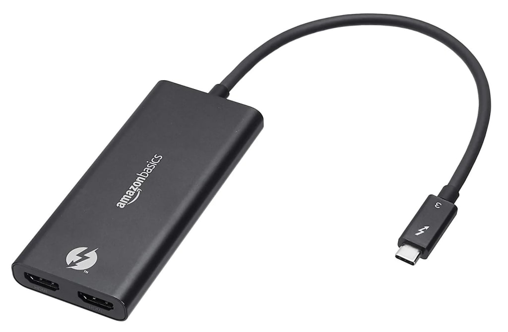Amazon Basics Thunderbolt 3 to Dual HDMI Adapter for $14 - TB3-2H02