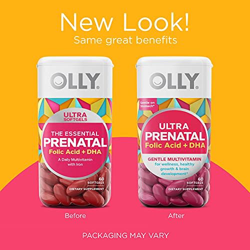 OLLY Ultra Strength Prenatal Multivitamin Softgels, Supports Healthy Growth, Brain Development ...