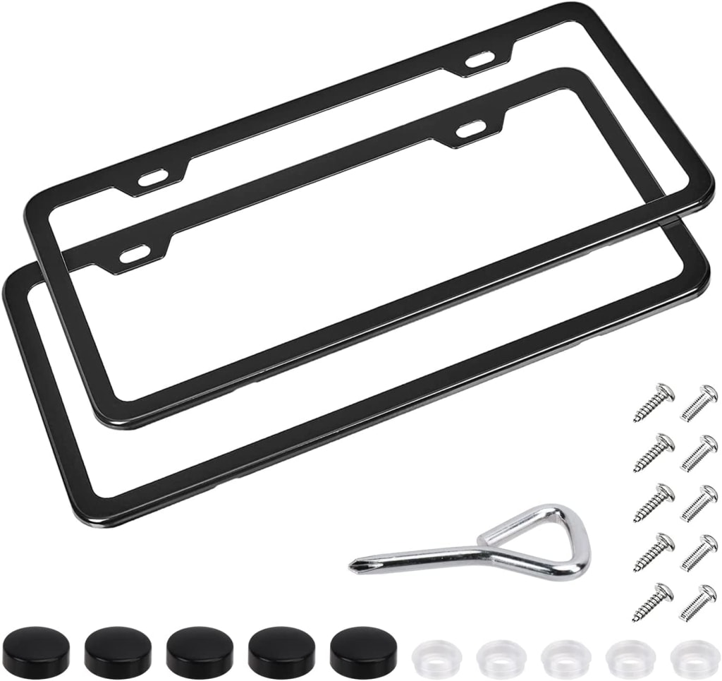 Amazon Basics Aluminum License Plate Frame Pair for $6 - DS-LPAB-2