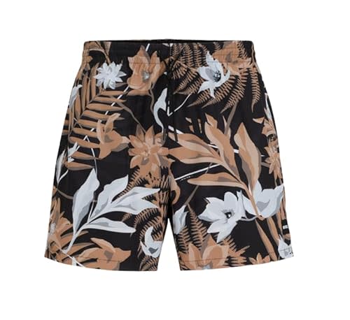 BOSS Men's Standard Piranha Tropical Print Swim Trunks, Camel Flowers ...