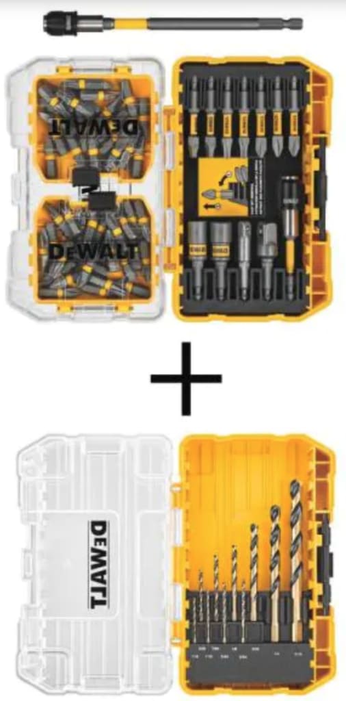 DeWalt Maxfit 60-piece Steel Screwdriving Set w/ 10-Piece Drill Bit Set ...