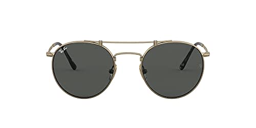 Ray-Ban RB8147 Titanium Round Sunglasses, Demi Gloss Antique Gold/Grey ...