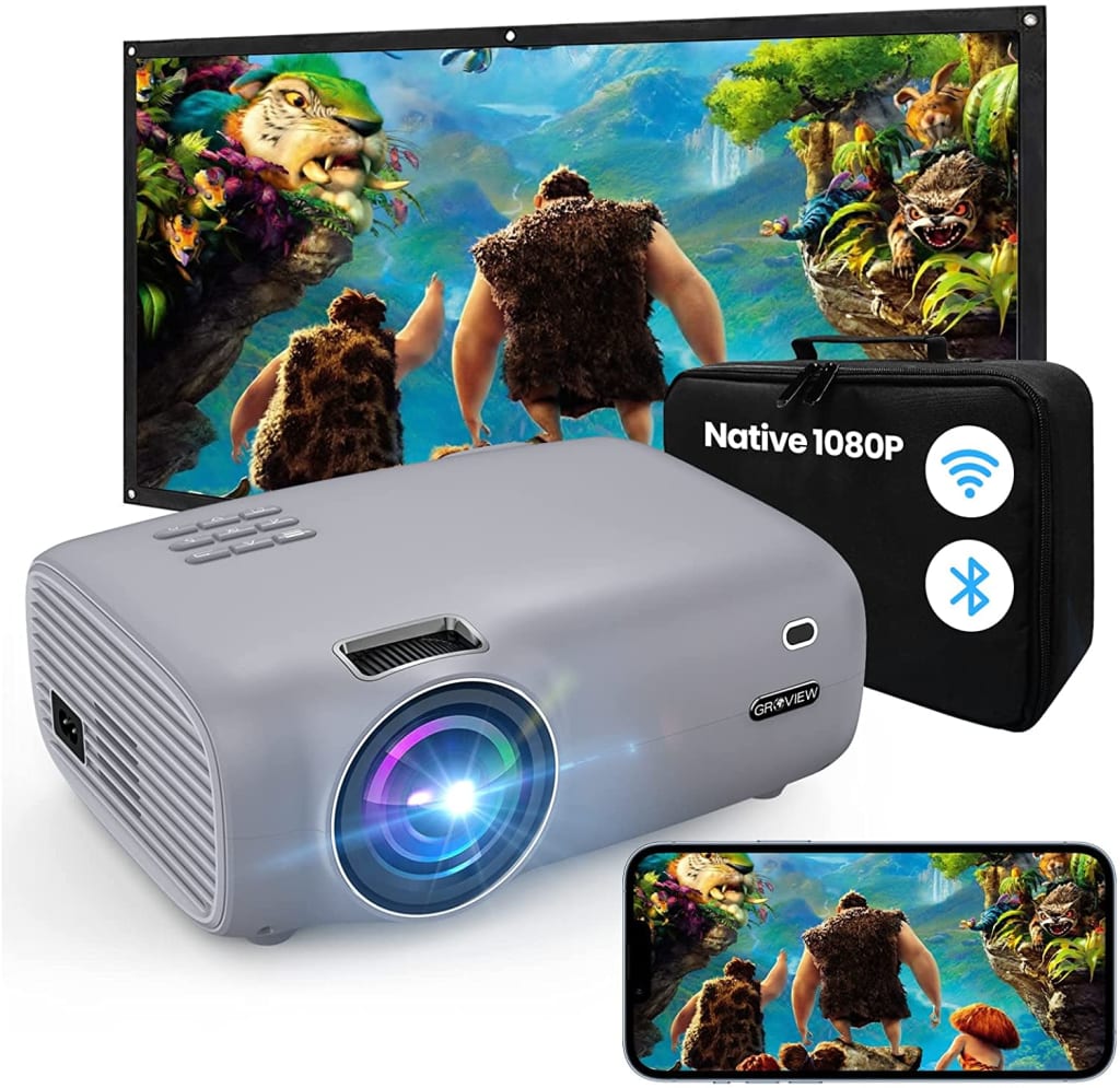 Groview 1080p Wireless Projector with Screen for $80 - BL43
