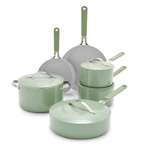 GreenLife Dream 10 Piece Healthy Ceramic Nonstick Cookware Set, Pots ...