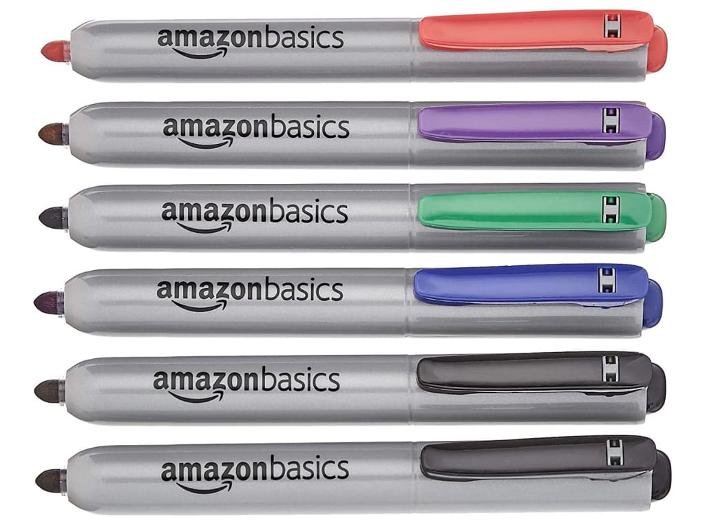 Amazon Basics Jumbo Retractable Permanent Markers 6-Pack for $6.62 w ...