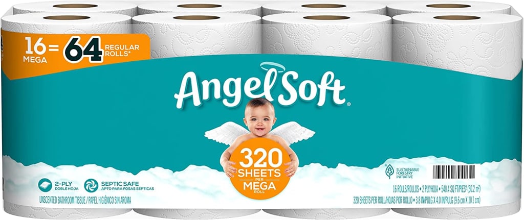Angel Soft Toilet Paper Mega Rolls 16-Pack: $9.49 via Sub. & Save ...