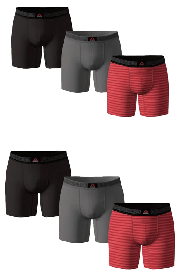 Reebok Men's Tech Comfort Boxer Briefs: 6 pairs for $25.99