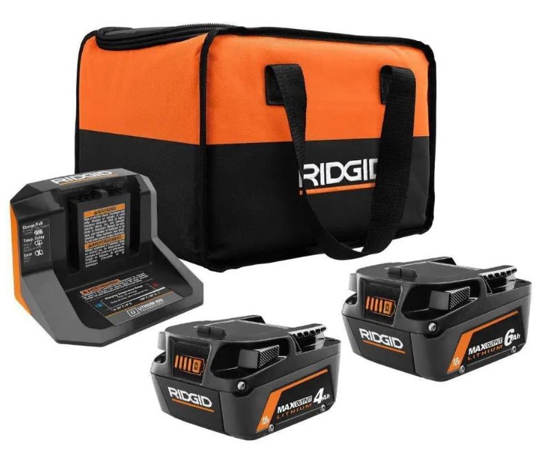 Ridgid 18V 6.0 Ah and 4.0Ah Lithium-Ion Battery Kit for $169 - AC840060SB1