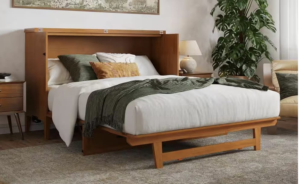 Santa Fe Light Queen Murphy Bed with Mattress and Built-in Charger for ...