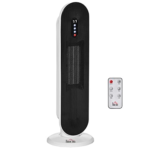 HOMCOM Ceramic Space Heater, Indoor Tower Heater with 45 Degree ...