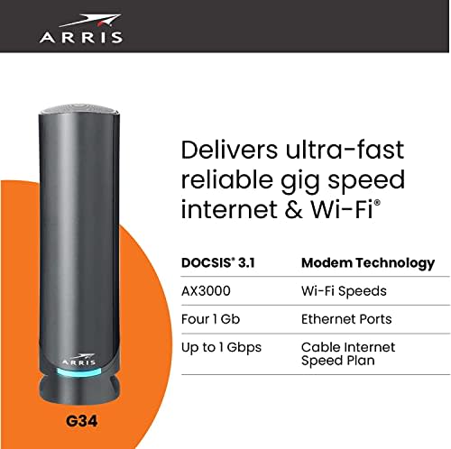 ARRIS Surfboard G34-RB DOCSIS 3.1 Gigabit Cable Modem & Wi-Fi 6 Router ...