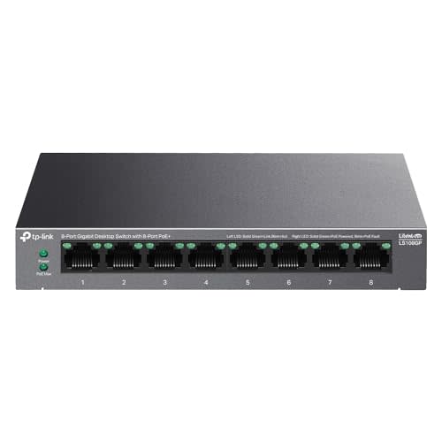 TP-Link LS108GP | 8 Port PoE Gigabit Ethernet Switch | 8 PoE+ Port ...