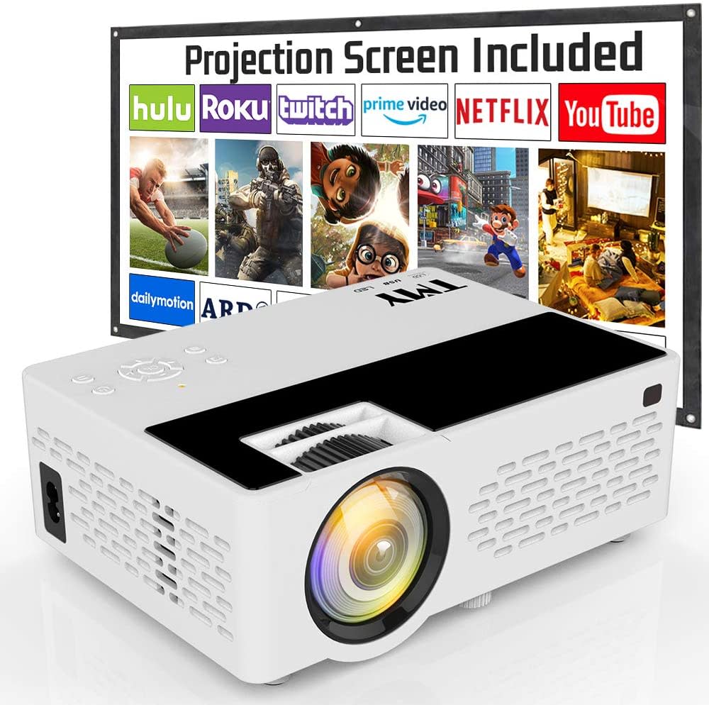 TMY 720p Mini Projector with 100" Projector Screen for $80 - V08