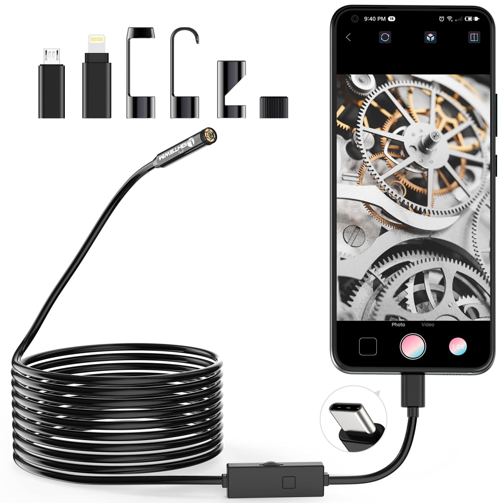 16.5-Foot USB Type-C Endoscope Snake Inspection Camera for $10 - 1920P165