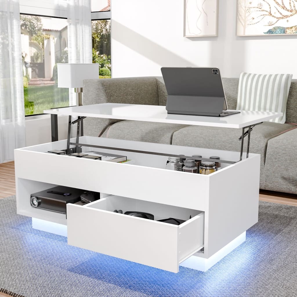 39.4" Lift-Top Storage Coffee Table w/ LED for $120 - LX008023