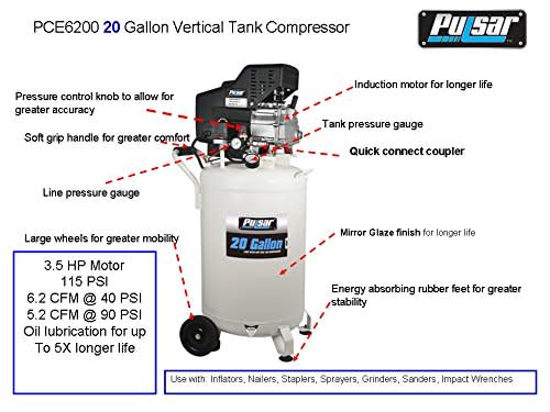 Pulsar PCE6200 Vertical Electrical Air Compressor, 20-Gallon for $244