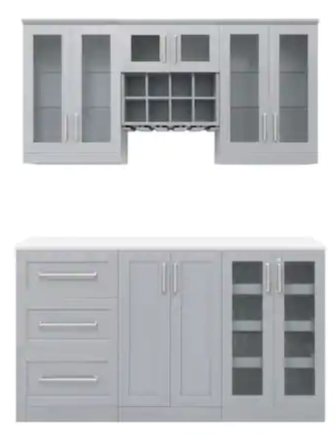 NewAge Products Home Bar 7-Piece 21" Modular Cabinet Set w/ 63 ...