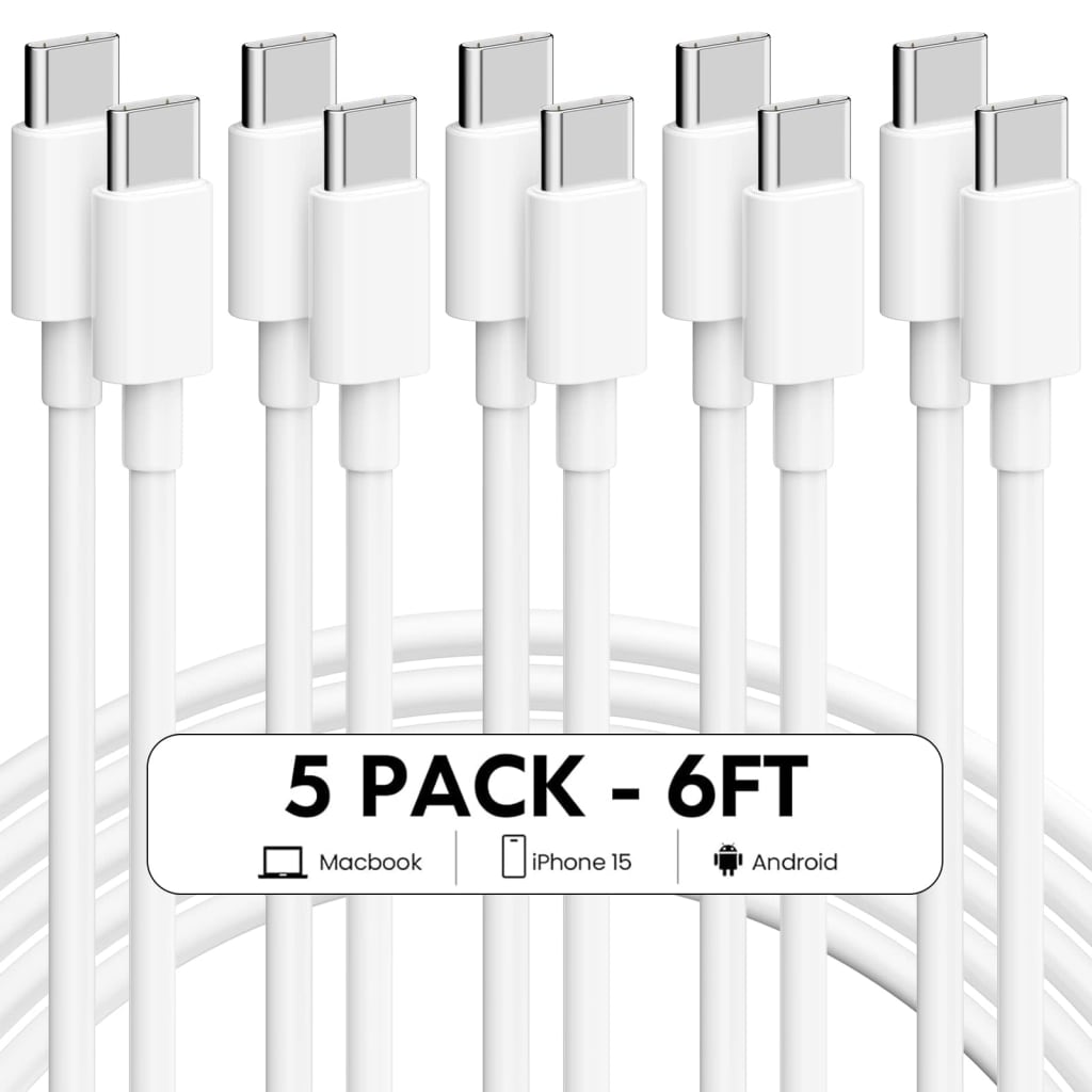 6-Foot USB-C Charger Cable 5-Pack for $5 - CC5P
