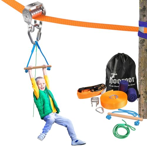 Kids' 52-Foot Ninja Slider Slackline Set w/ Pulley for $37 - B08YDF67BS