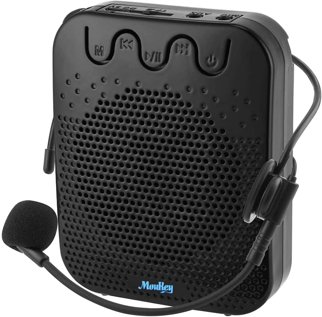 Moukey Portable Voice Amplifier with Wired Microphone Headset for $16 ...