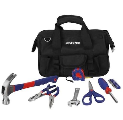 WorkPro 18-Piece Homeowner's Tool Set w/ Bag for $14 - 90434