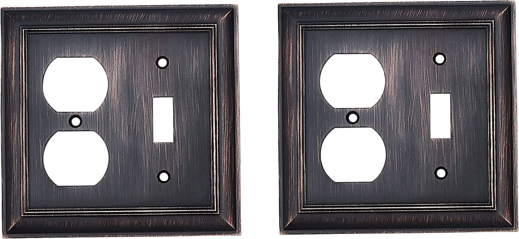 Amazon Basics 2-Gang Duplex Combination Wall Plate 2-Pack for $2 - AB-6033