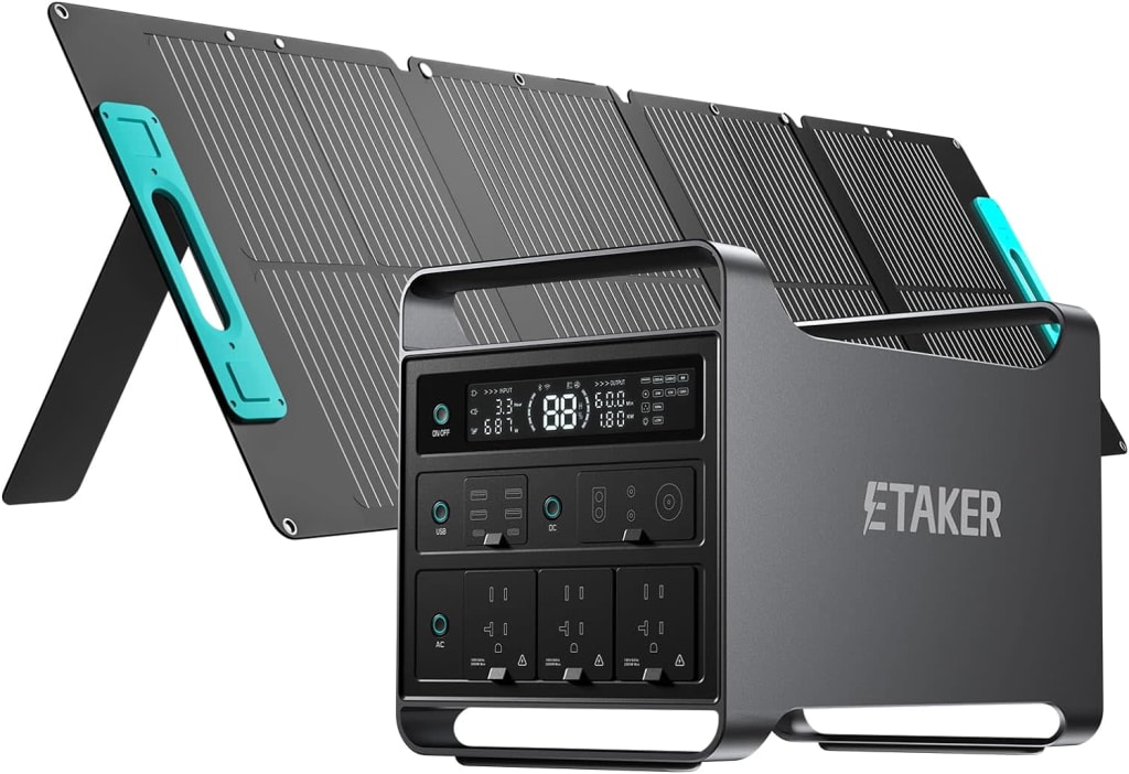 ETaker Portable Power Station with Foldable 200W Solar Panel for $1,189 ...