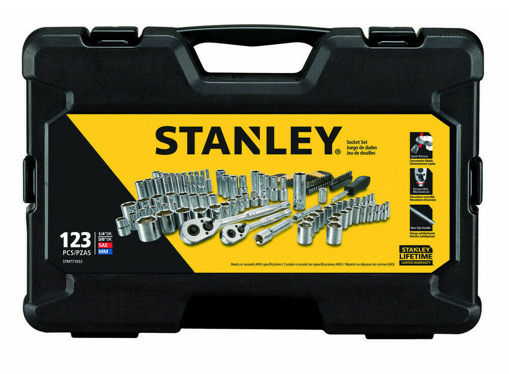 Stanley Tools Stanley 123-Piece 1/4" and 3/8" Drive Mechanics Tool Set ...