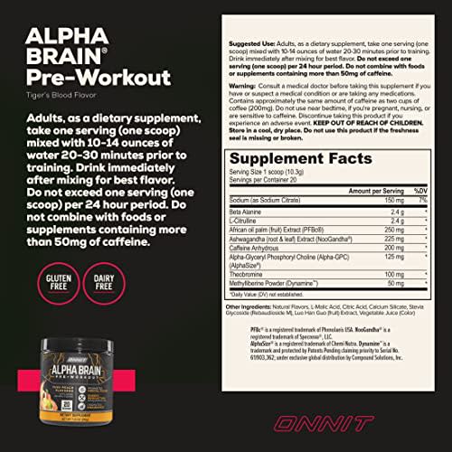 ONNIT Alpha Brain Pre-Workout - Tiger's Blood (20 Serving Tub) for $60 ...