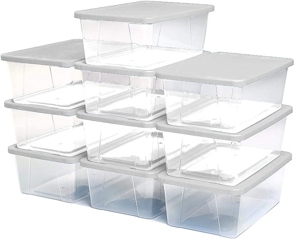 Homz 6qt. Snap Lock Stackable Storage Bins 10-Pack for $16 - 3206CLWHDC.10