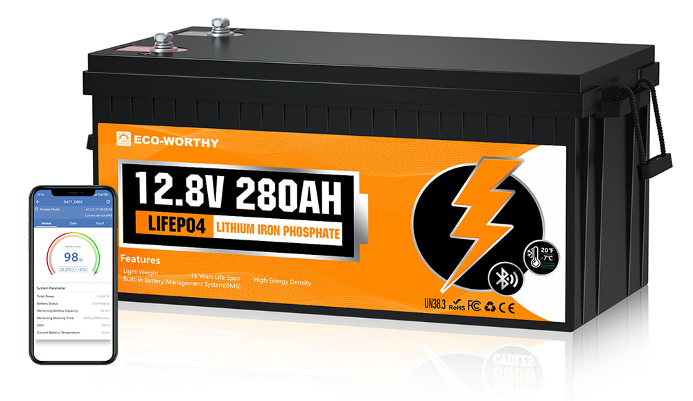 Eco-Worthy 12V 280AH LiFePO4 Lithium Battery for $368