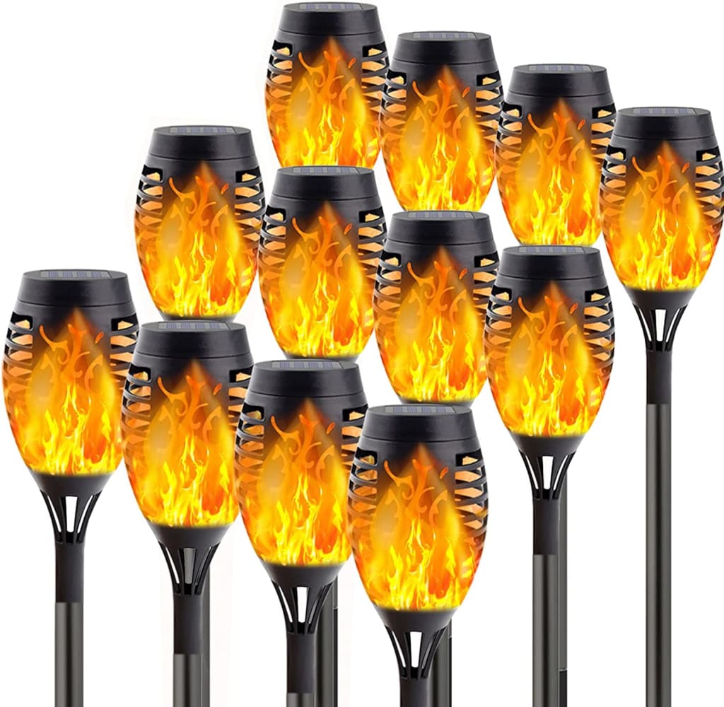Solar Tiki Torch Light 12-Pack for $35