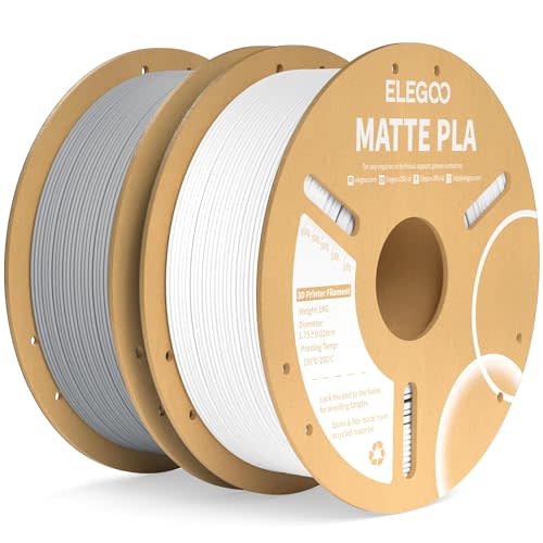ELEGOO Matte PLA Filament White & Gray 2KG, 1.75mm 3D Printer Filament Dimensional Accuracy ...